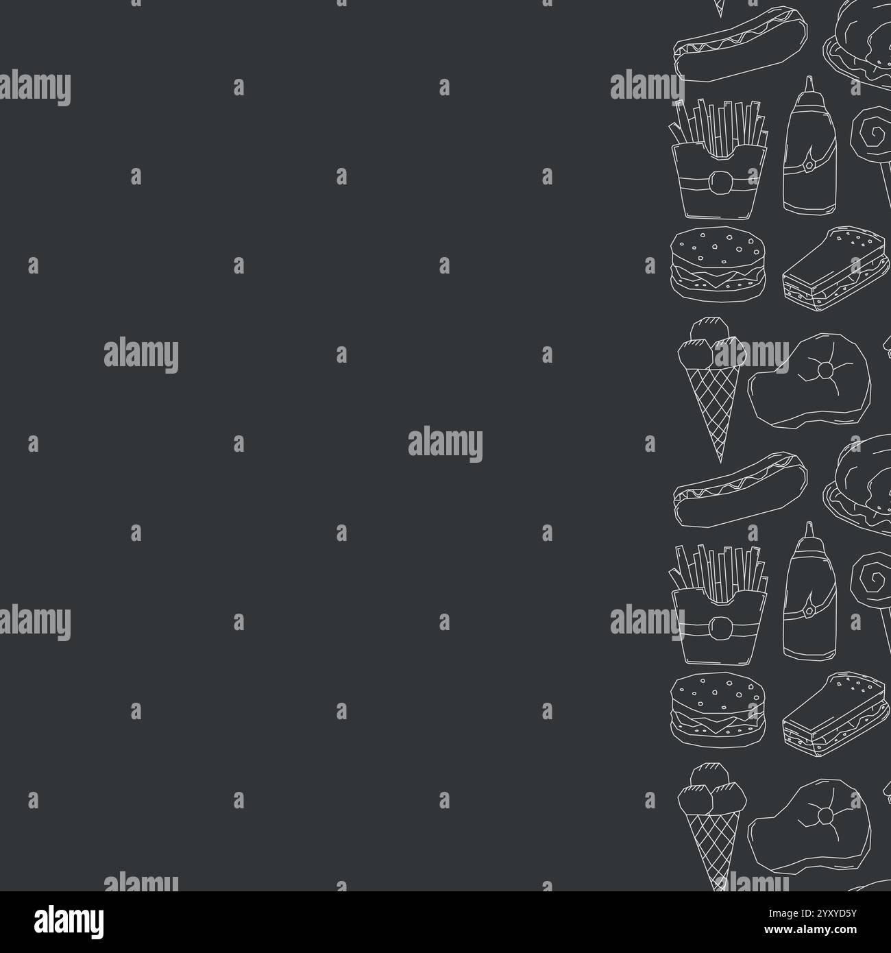 Fast food frame. Doodle fast food background Stock Vector Image & Art ...