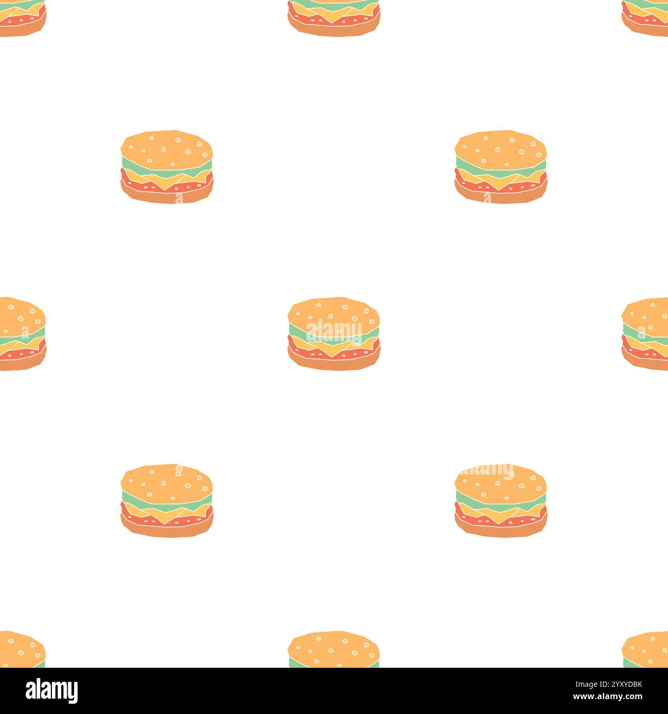 Seamless burger pattern. Drawn hamburger background. Doodle hand drawn ...