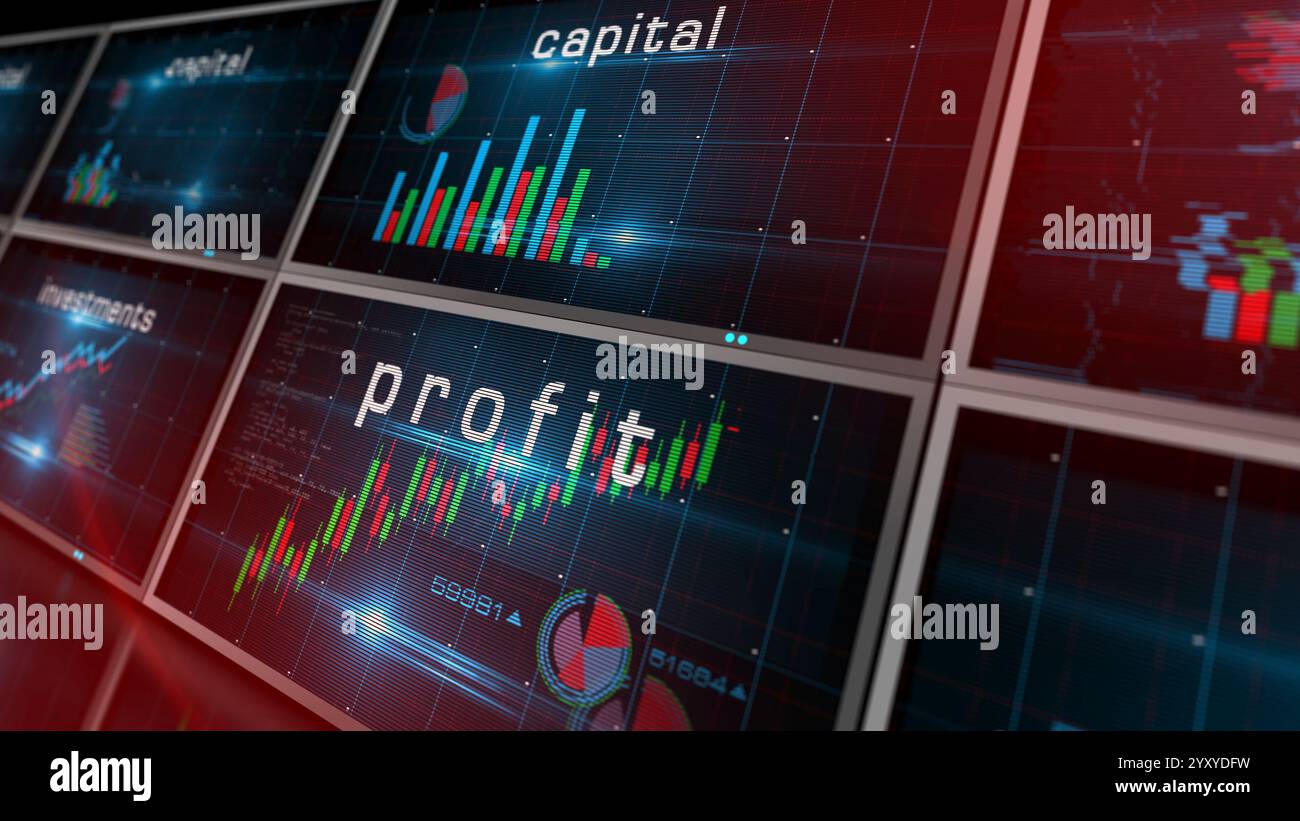 Business profit income and capital charts and graphs diagram concept 3d ...