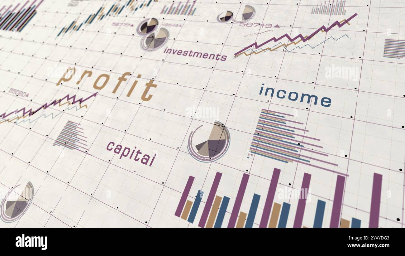 Business profit income and capital charts and graphs diagram on paper ...