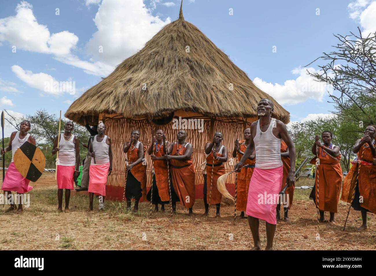 Baringo, Kenya. 17th Dec, 2024. Tugen traditional dancers wearing their ...