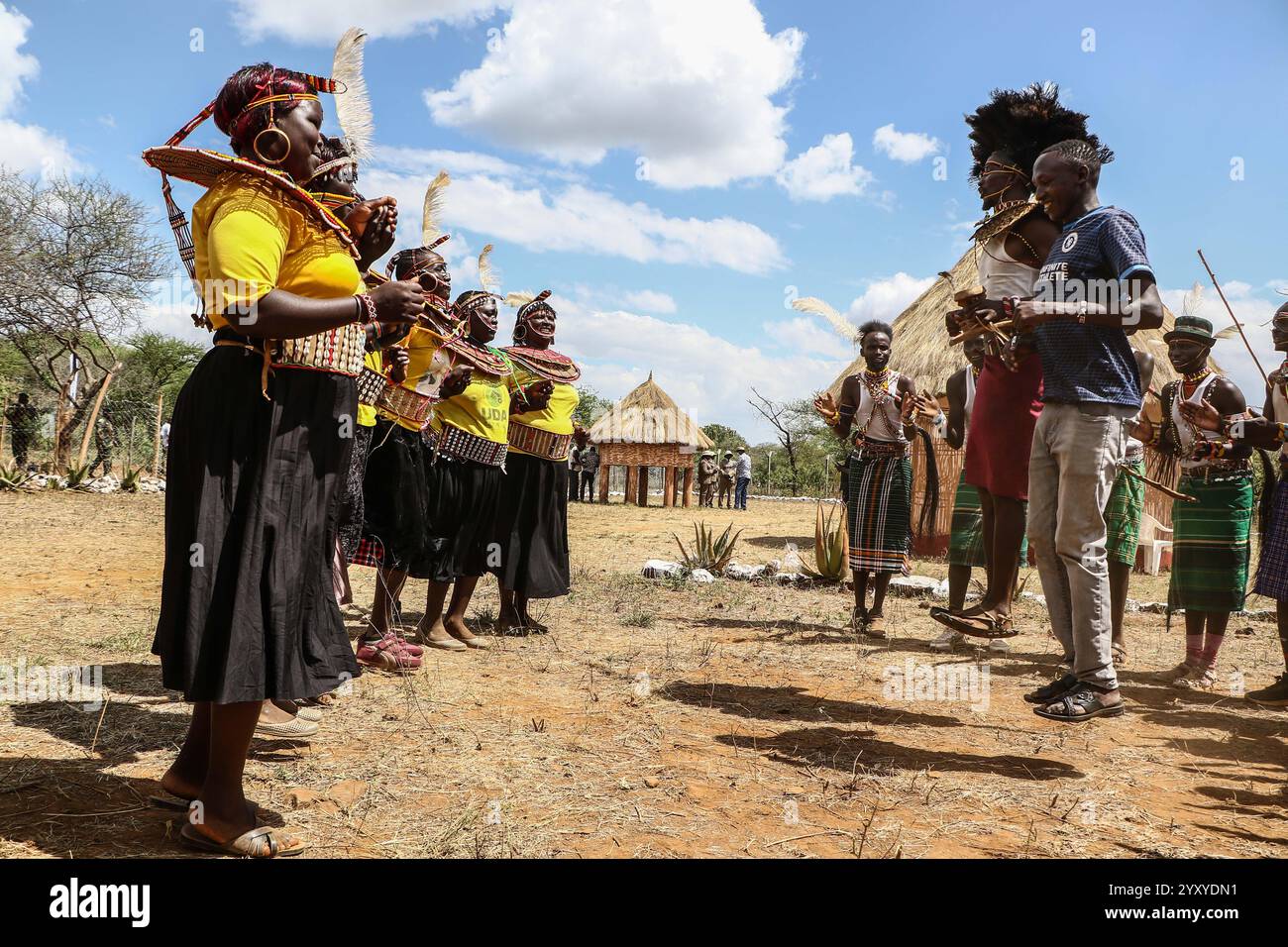 Pokot traditional dancers wearing their cultural attire perform ...