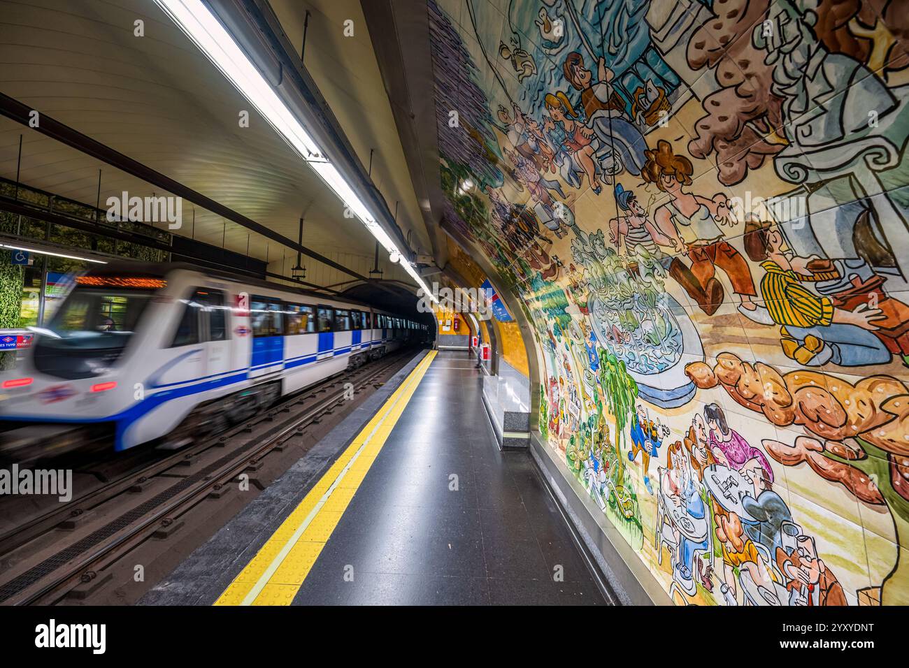 Mural artwork inside Retiro metro station, Madrid, Spain Stock Photo ...