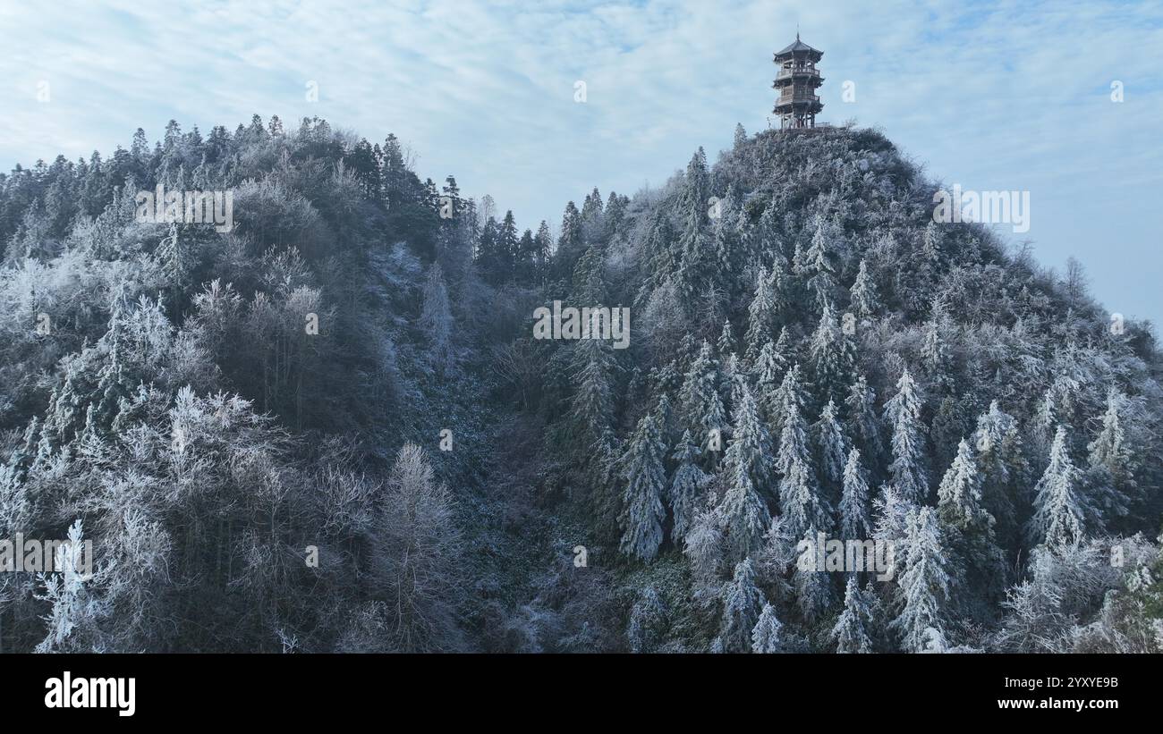 Aerial photo shows the snow scenery in Chongqing, China, 15 December ...