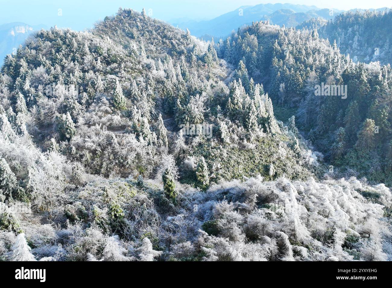 Aerial photo shows the snow scenery in Chongqing, China, 15 December ...