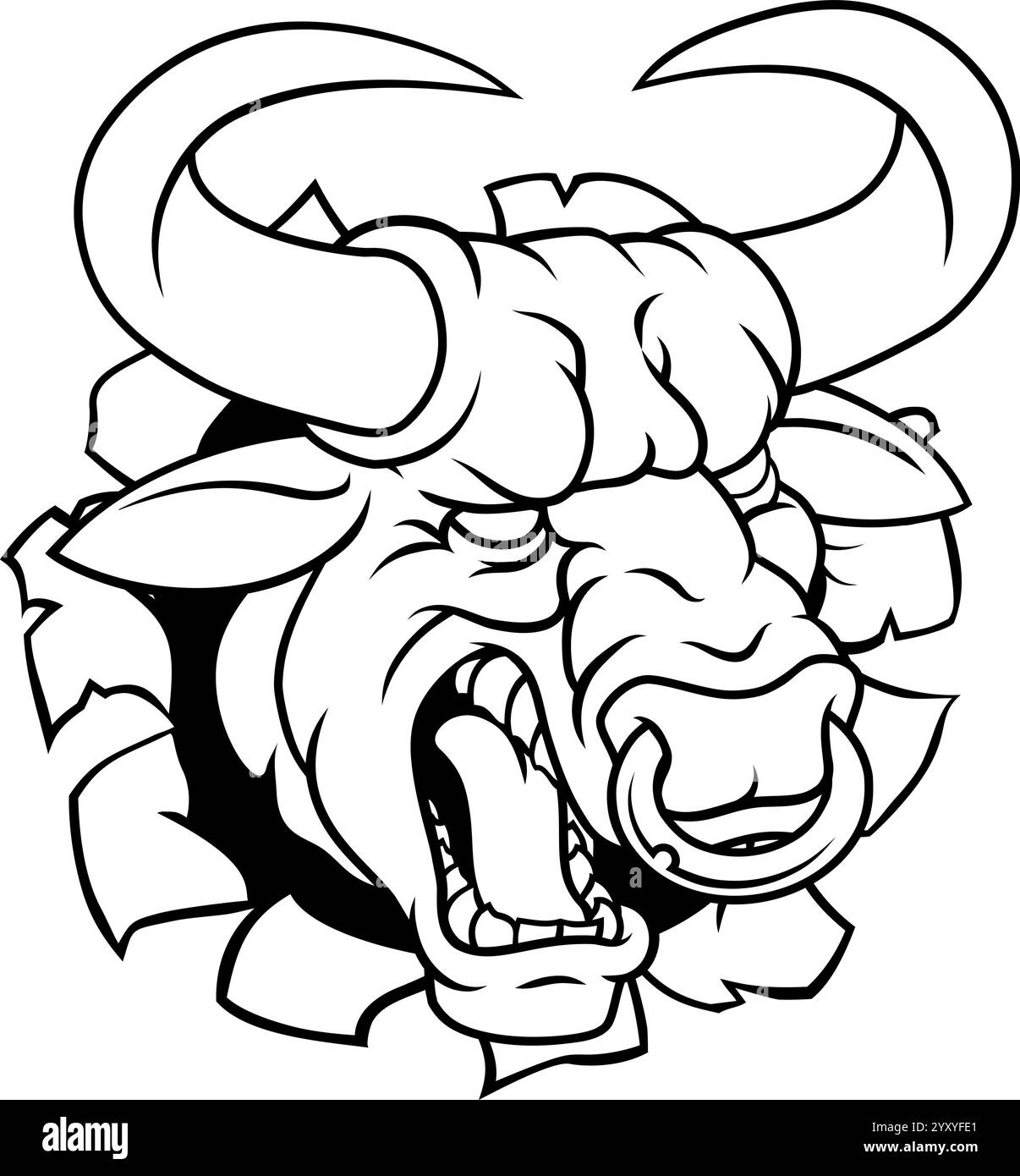 Bull Minotaur Longhorn Monster Cow Mascot Cartoon Stock Vector Image ...