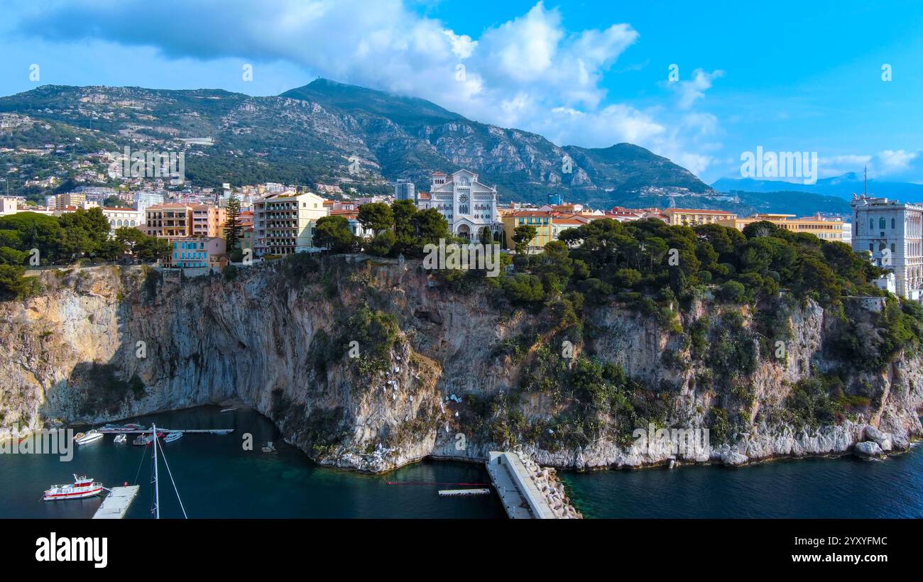 Breathtaking aerial shot of Monaco's rugged cliffs, historic ...