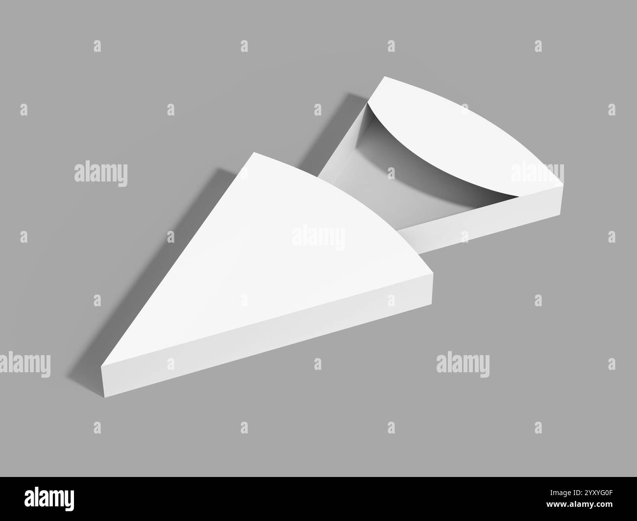 White Blank Triangle Pizza Box Mockup on Grey Background Stock Photo ...