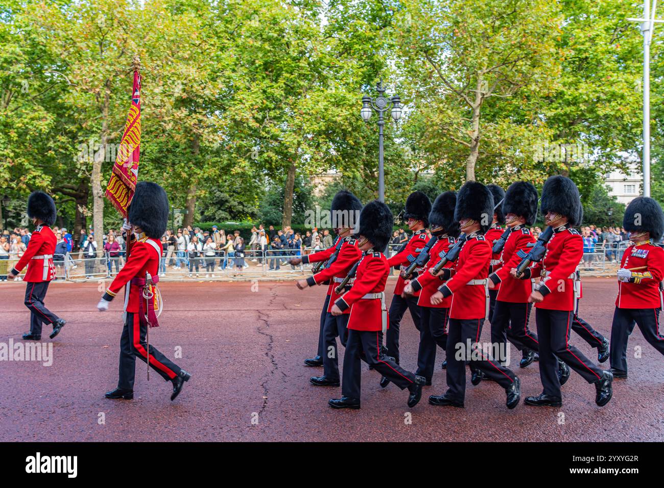 London, England - September 2024: British Royal guards perform the ...