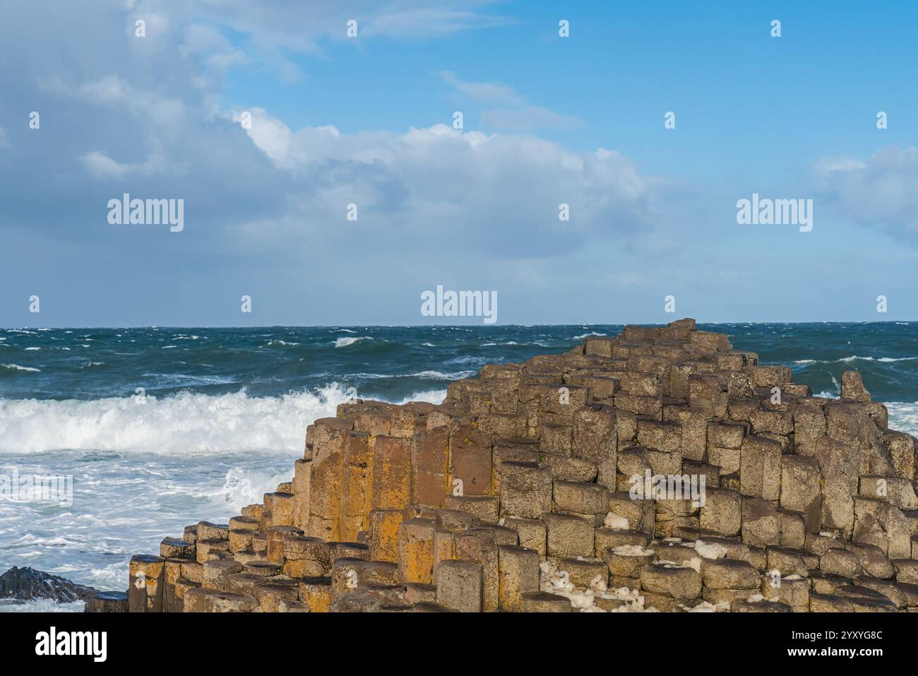 Giants Causeway, an area of hexagonal basalt stones, created by ancient ...