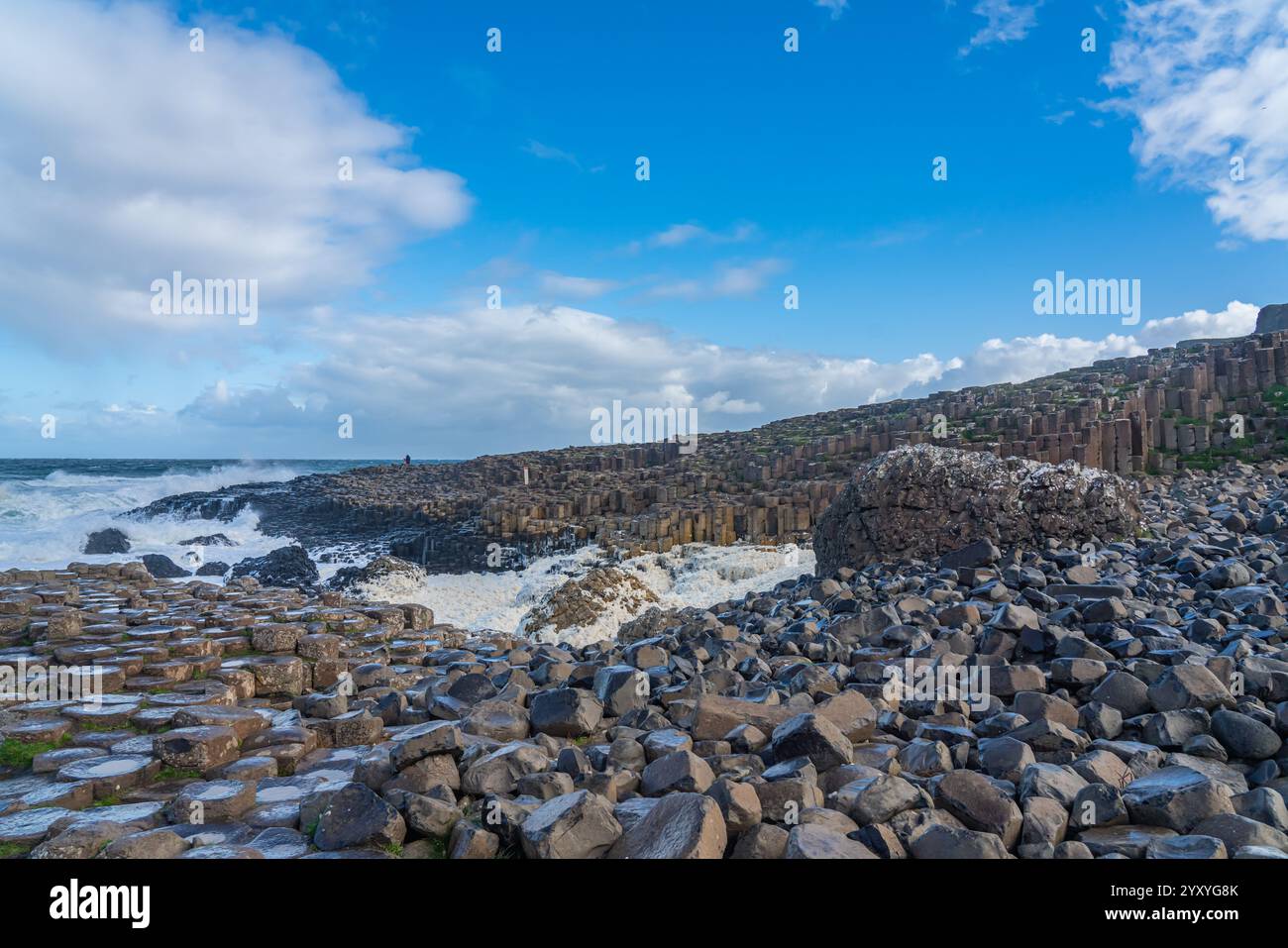 Giants Causeway, an area of hexagonal basalt stones, created by ancient ...