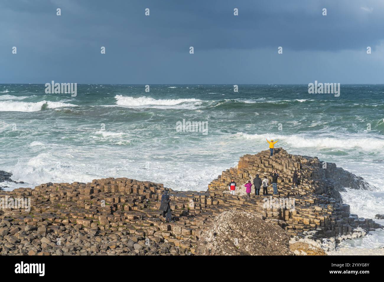 Giants Causeway, an area of hexagonal basalt stones, created by ancient ...