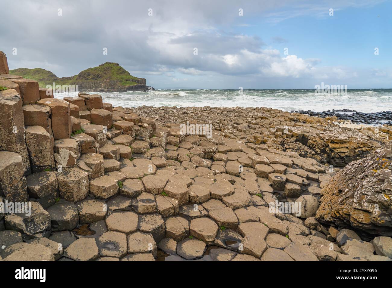 Giants Causeway, an area of hexagonal basalt stones, created by ancient ...