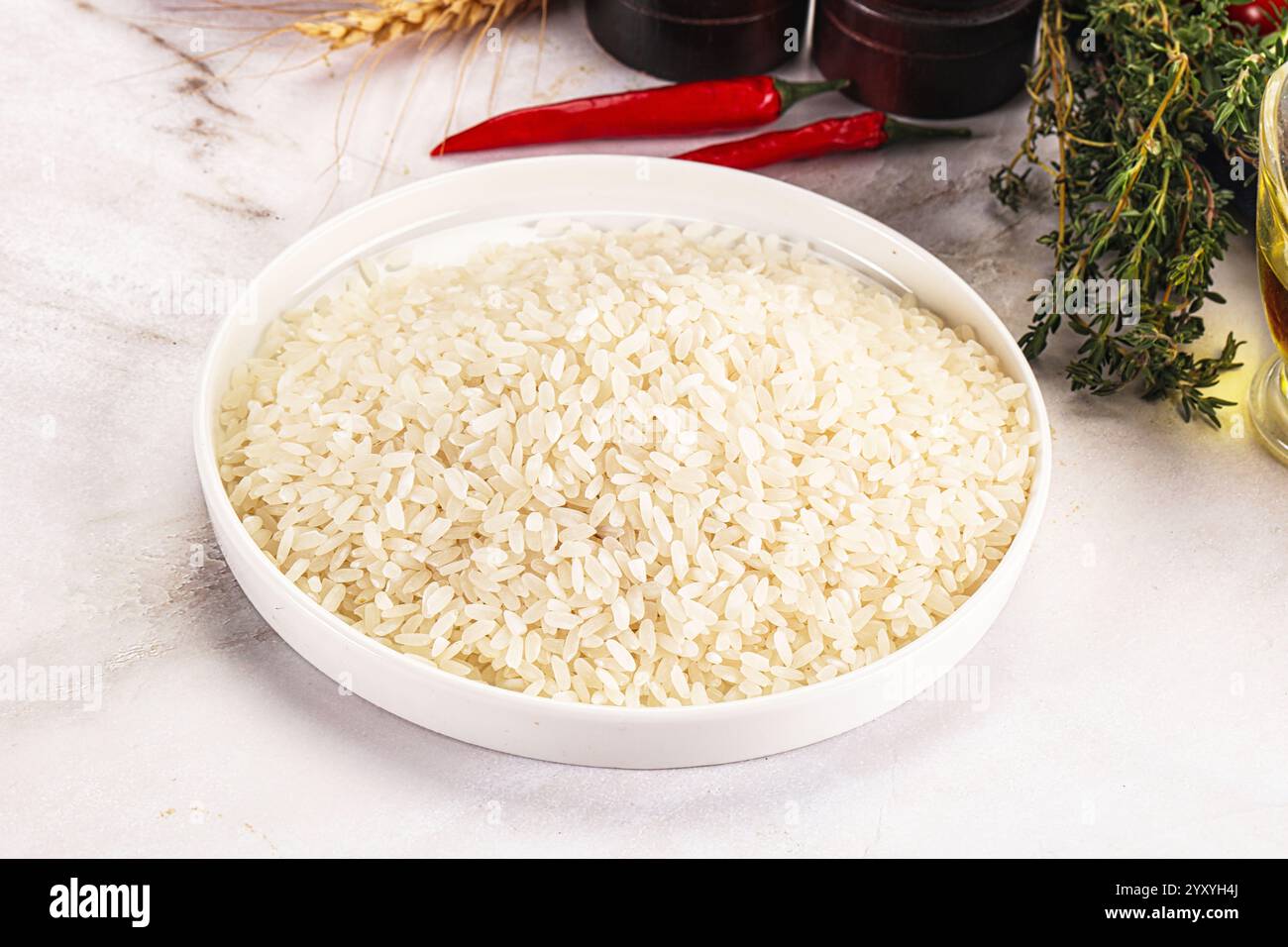 Dry raw Arborio rice for risotto Stock Photo - Alamy