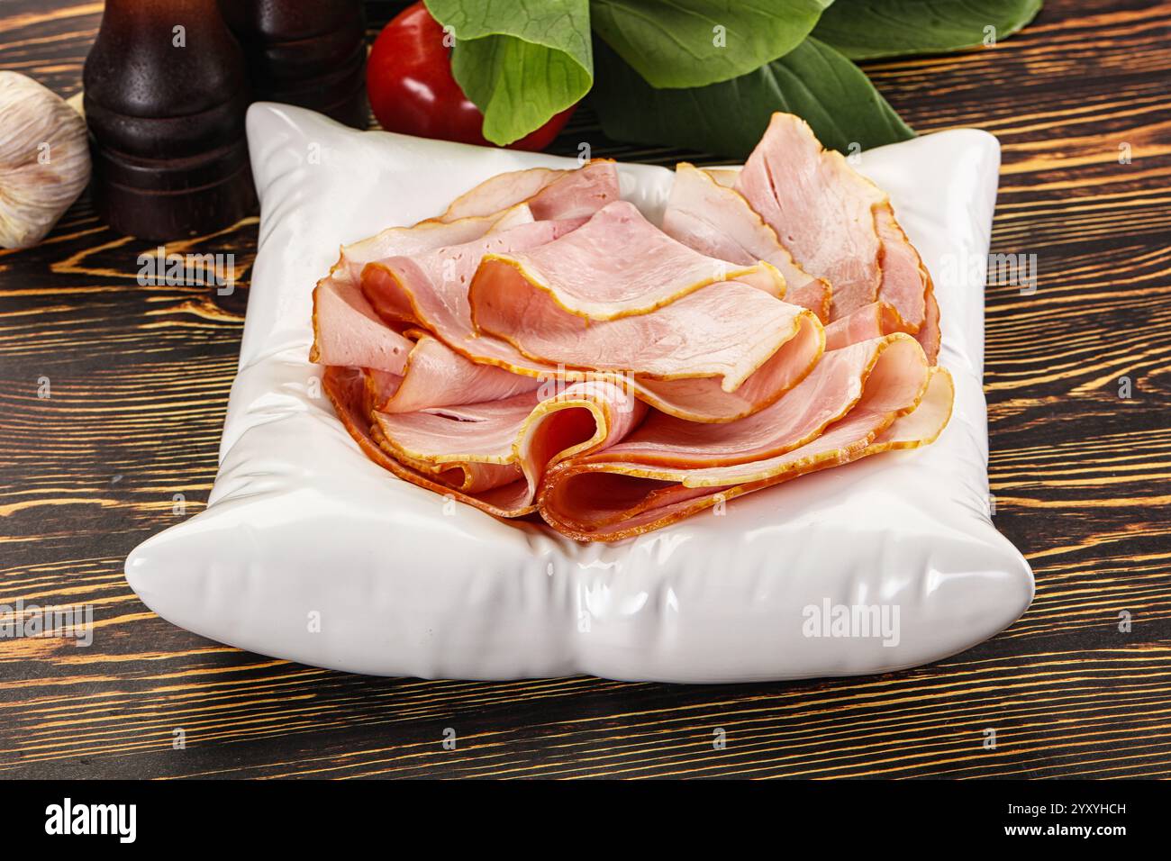 Italian sausage Prosciutto cotto ham appetizer Stock Photo - Alamy