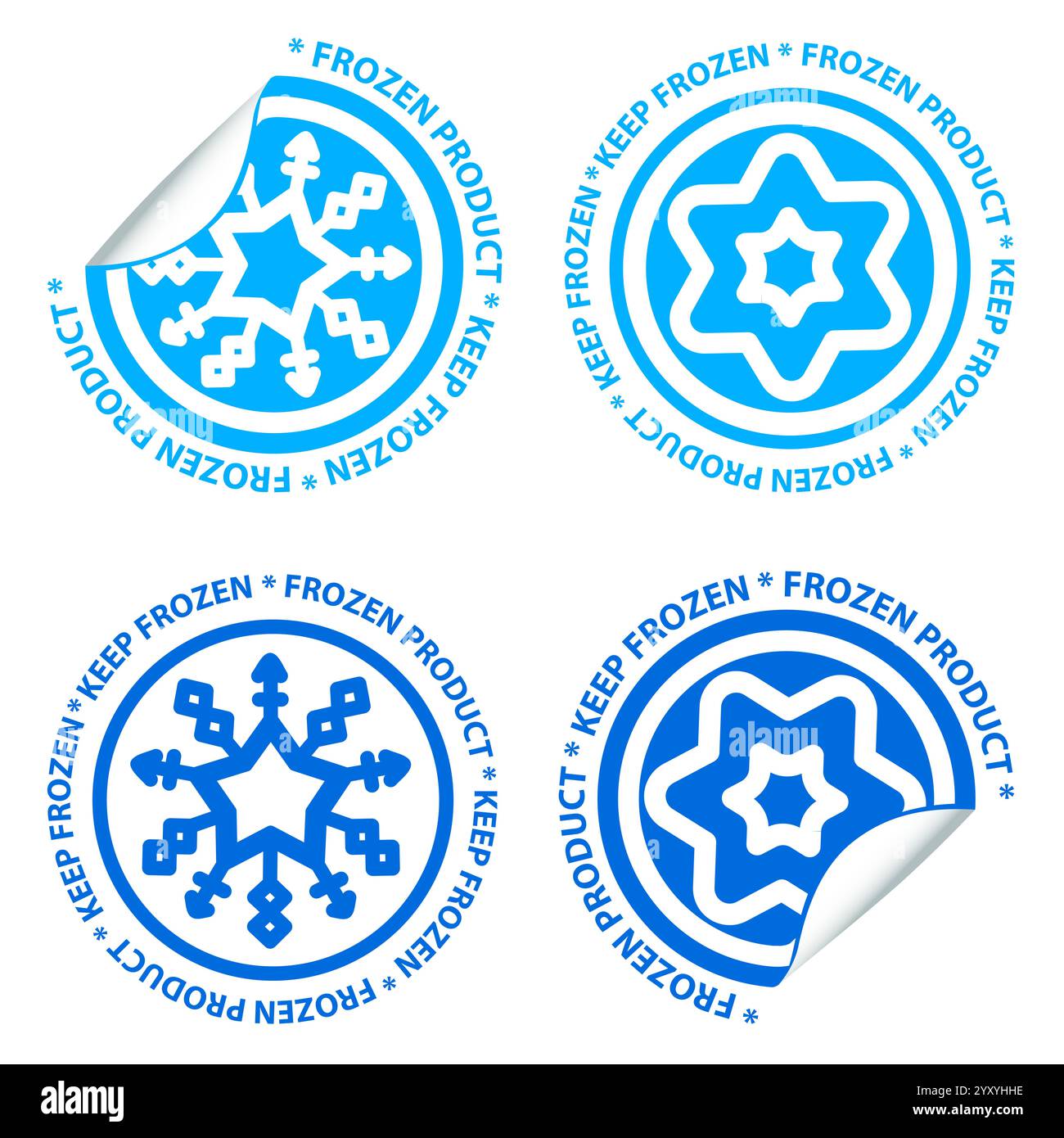 Keep frozen label icon set. Frozen food sticker signage for cold ...