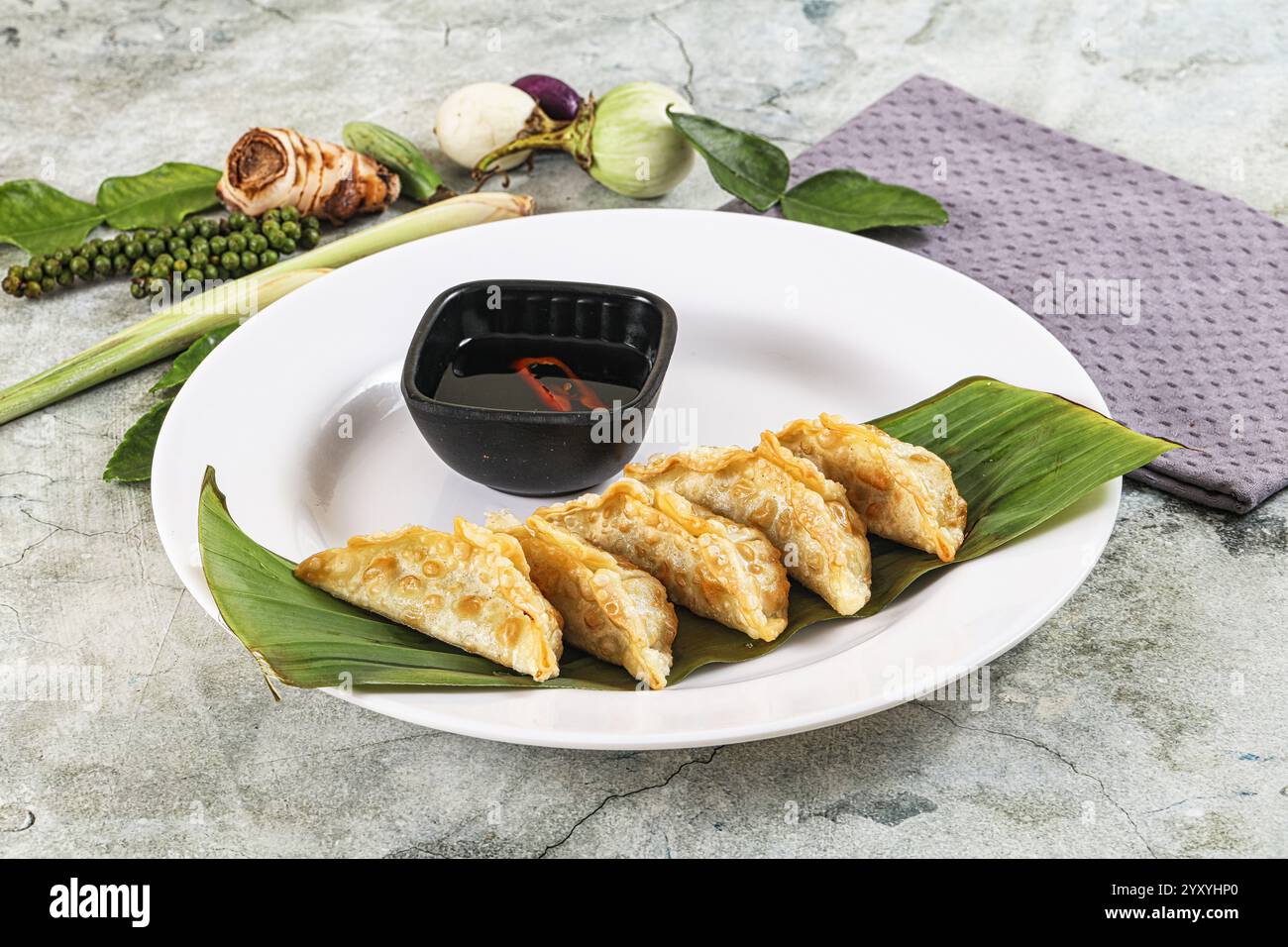 Japanese cuisine - stuffed dumplings gyoza with prawn or meat Stock ...