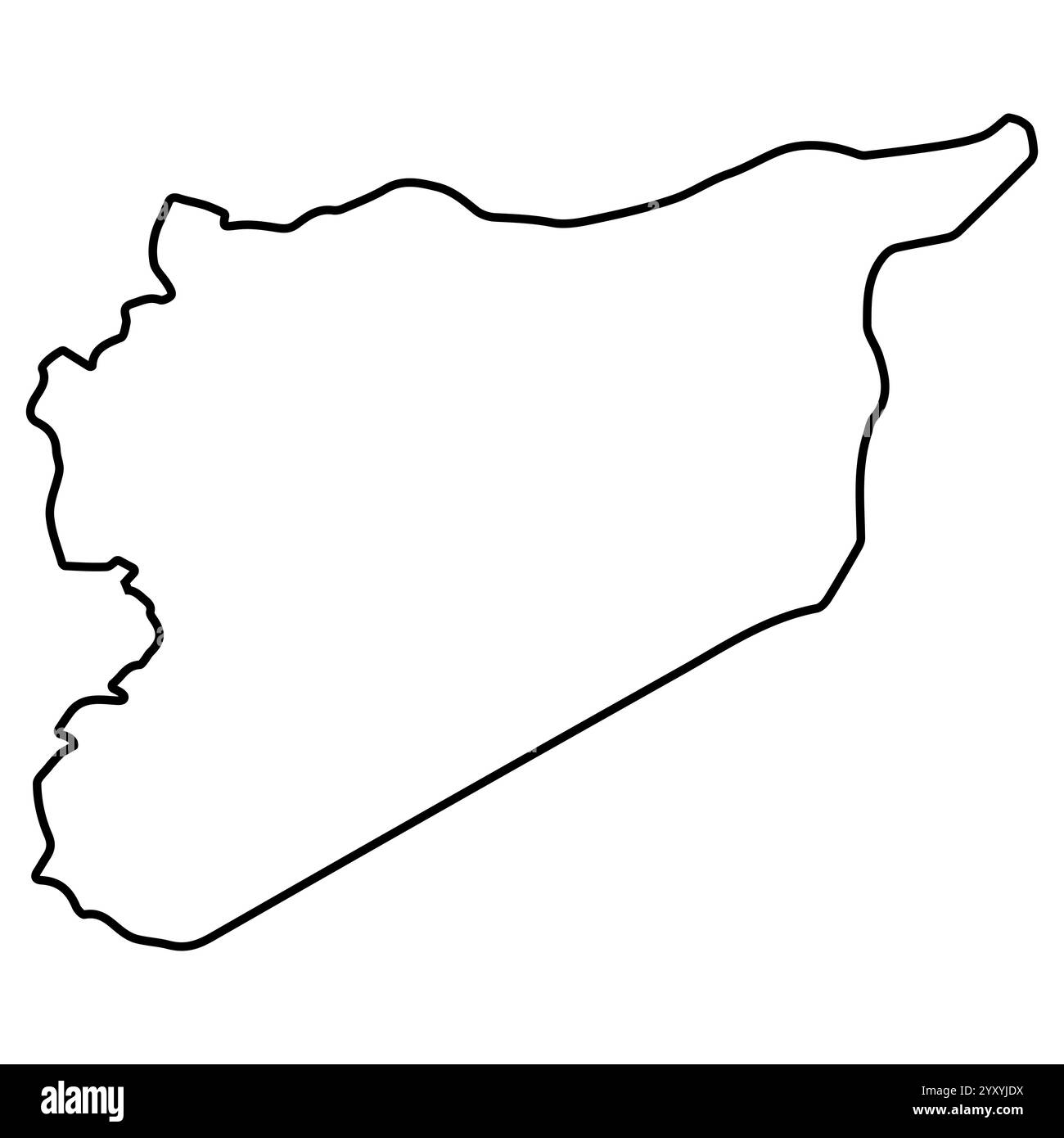 Outline map of Syria, geographical border of Syria map shape Stock ...