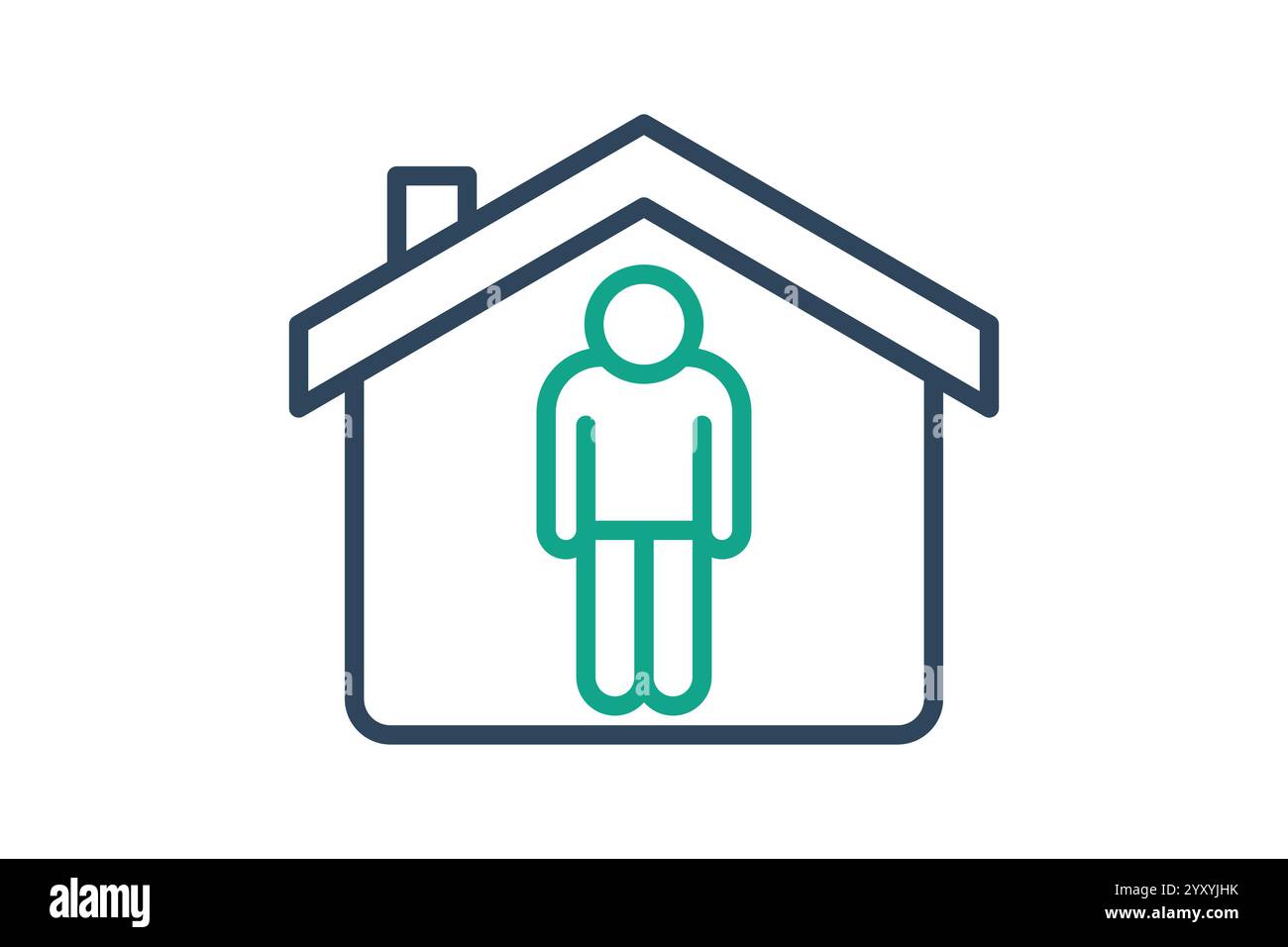 Shelter icon. line icon style. house with people. icon related to ...