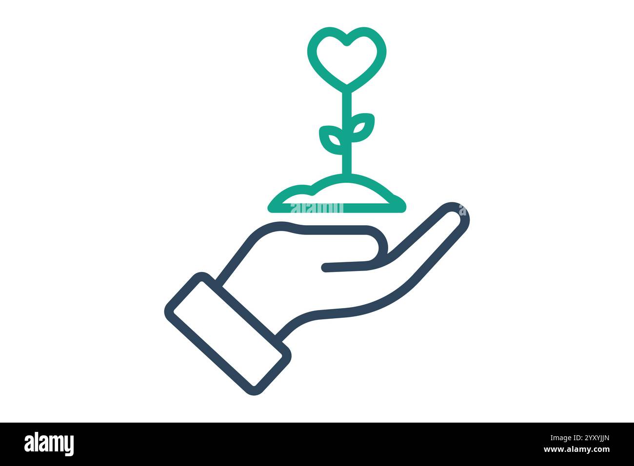 Hope icon. line icon style. hand with plant and heart. icon related to ...