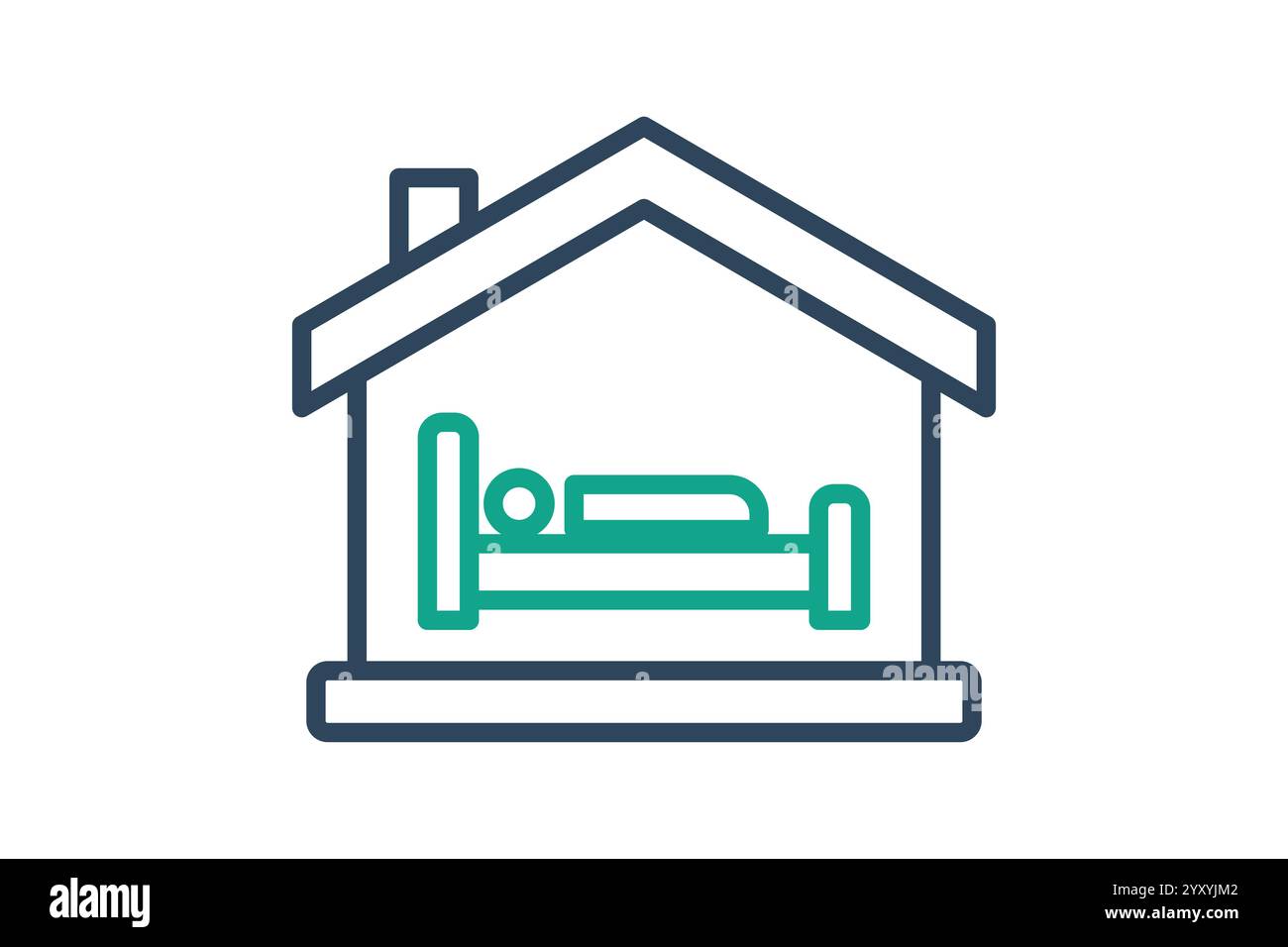 Accommodation icon. line icon style. house with bed. icon related to ...