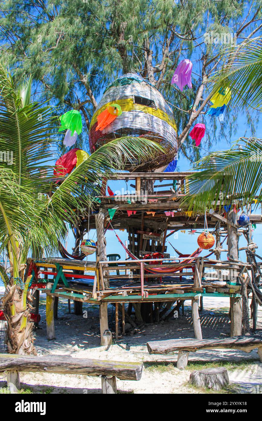 A cheerful treehouse on a beach in the south of Koh Samui island Stock ...