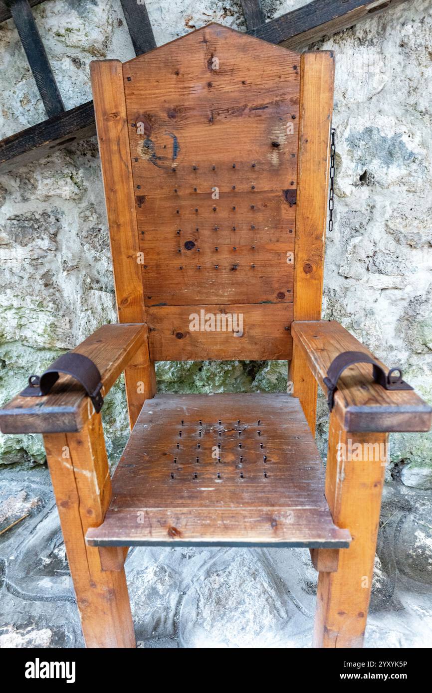 Historical Torture Chair at Spišský hrad UNESCO, Slovakia Stock Photo ...