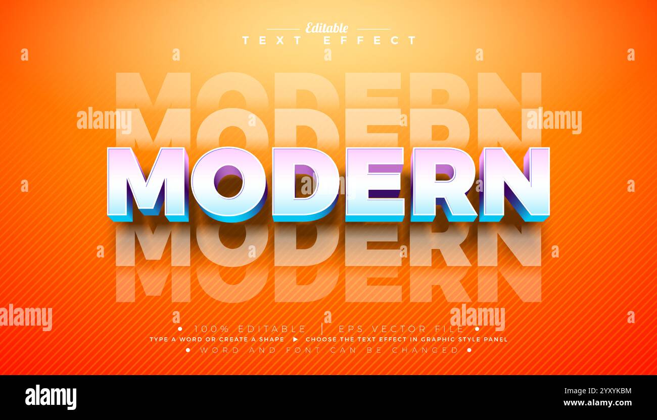 Modern 3D Text Effect Design. Editable and Scalable Vector Graphic Style Effect with Multiplying ...