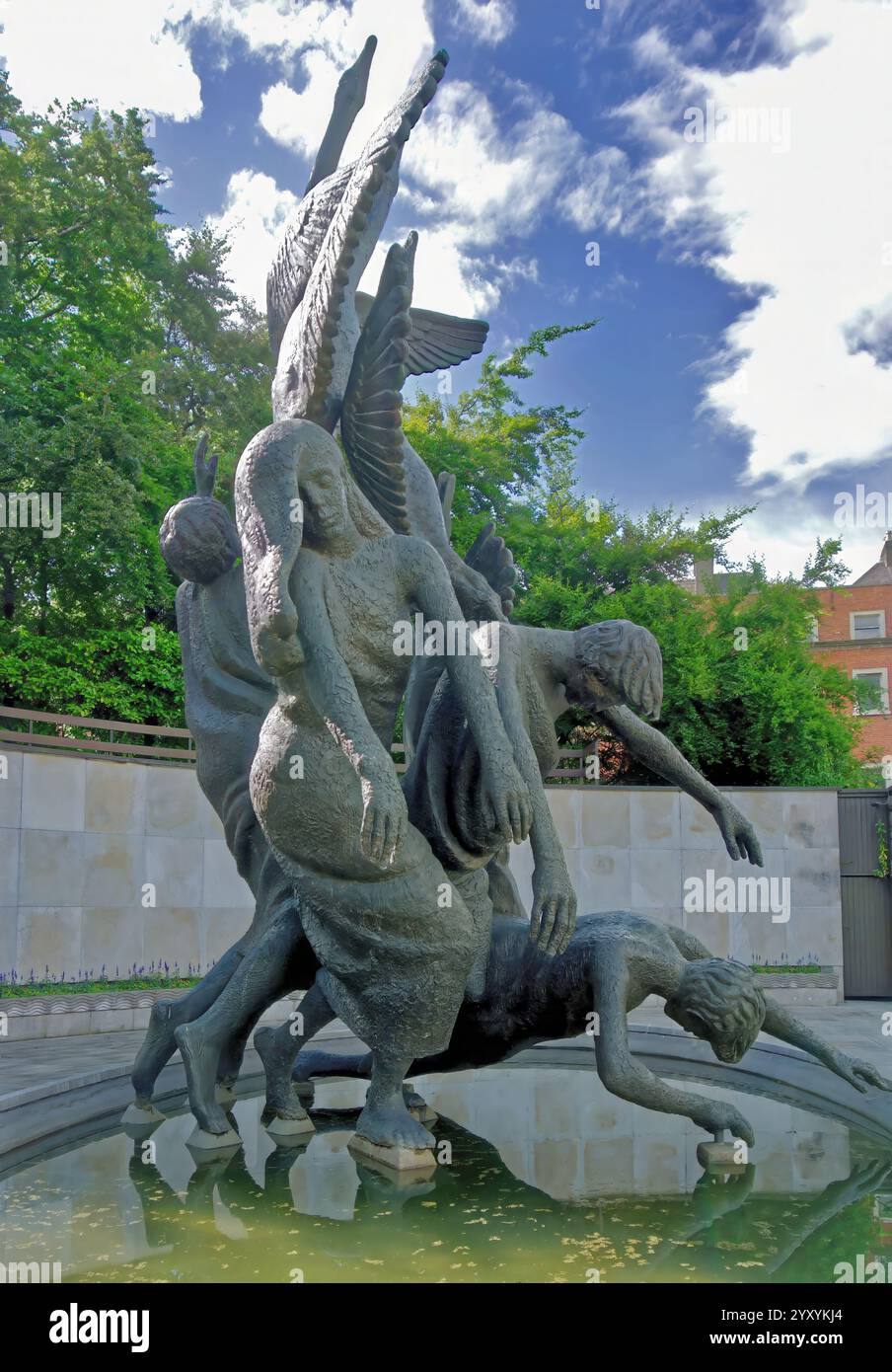 Dublin, Ireland - June 14, 2024: Statue of Children of Lir in of Garden ...