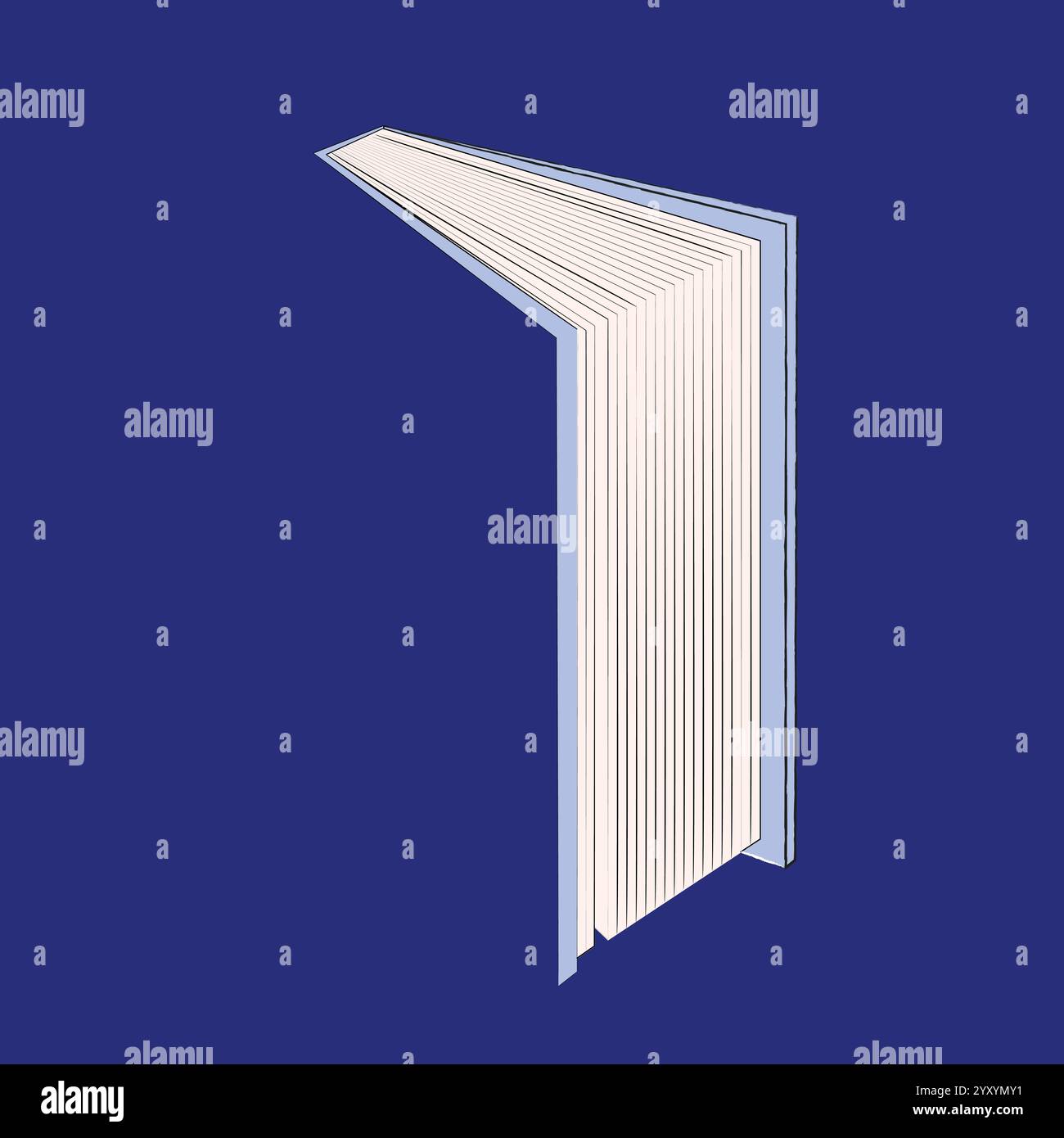 Vector illustration. Open book, pages fanned out like wings, inviting ...