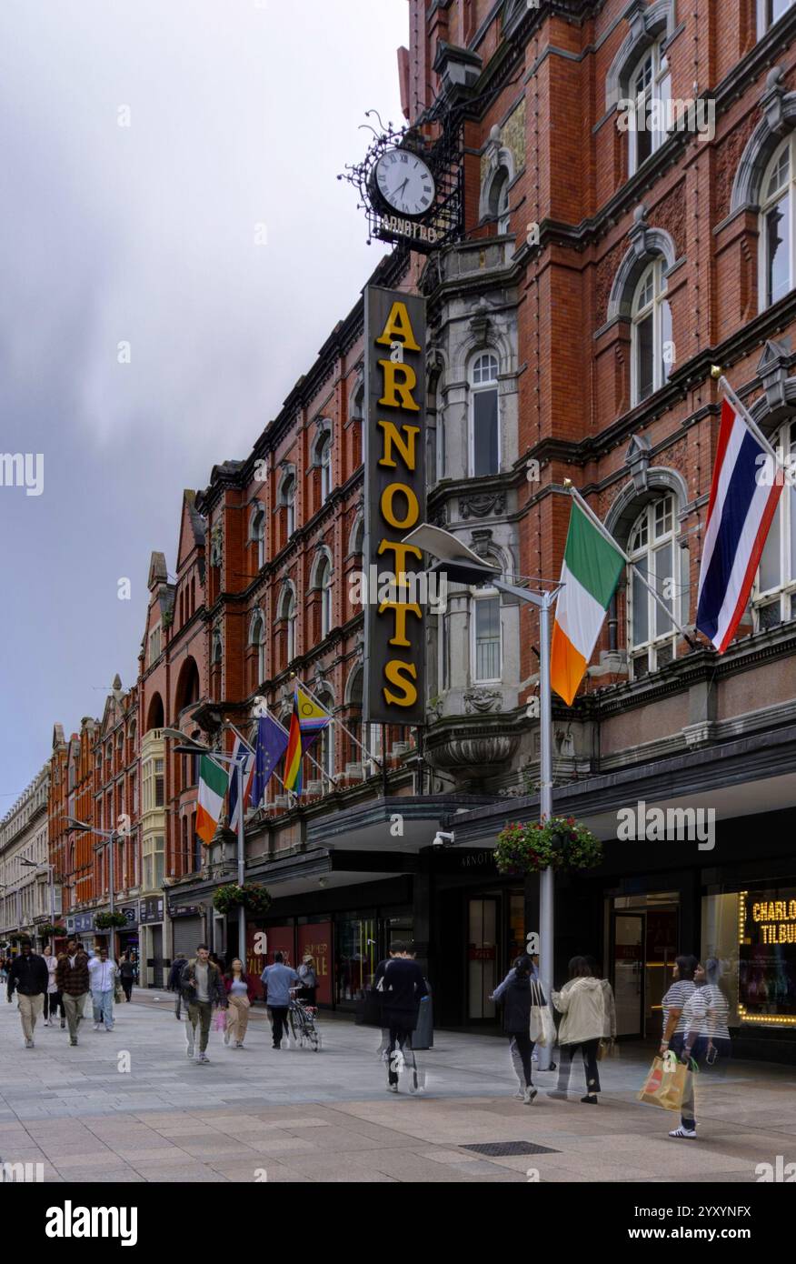 Dublin, Ireland - June 14, 2024: Vertical view of exterior of Arnotts ...