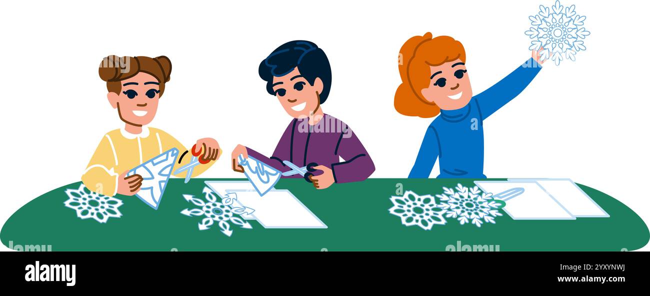 folding making paper snowflakes vector Stock Vector Image & Art - Alamy