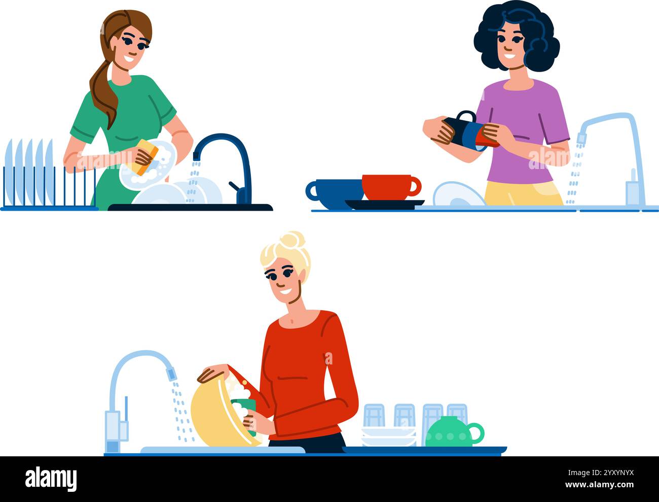 Washing cups Stock Vector Images - Alamy