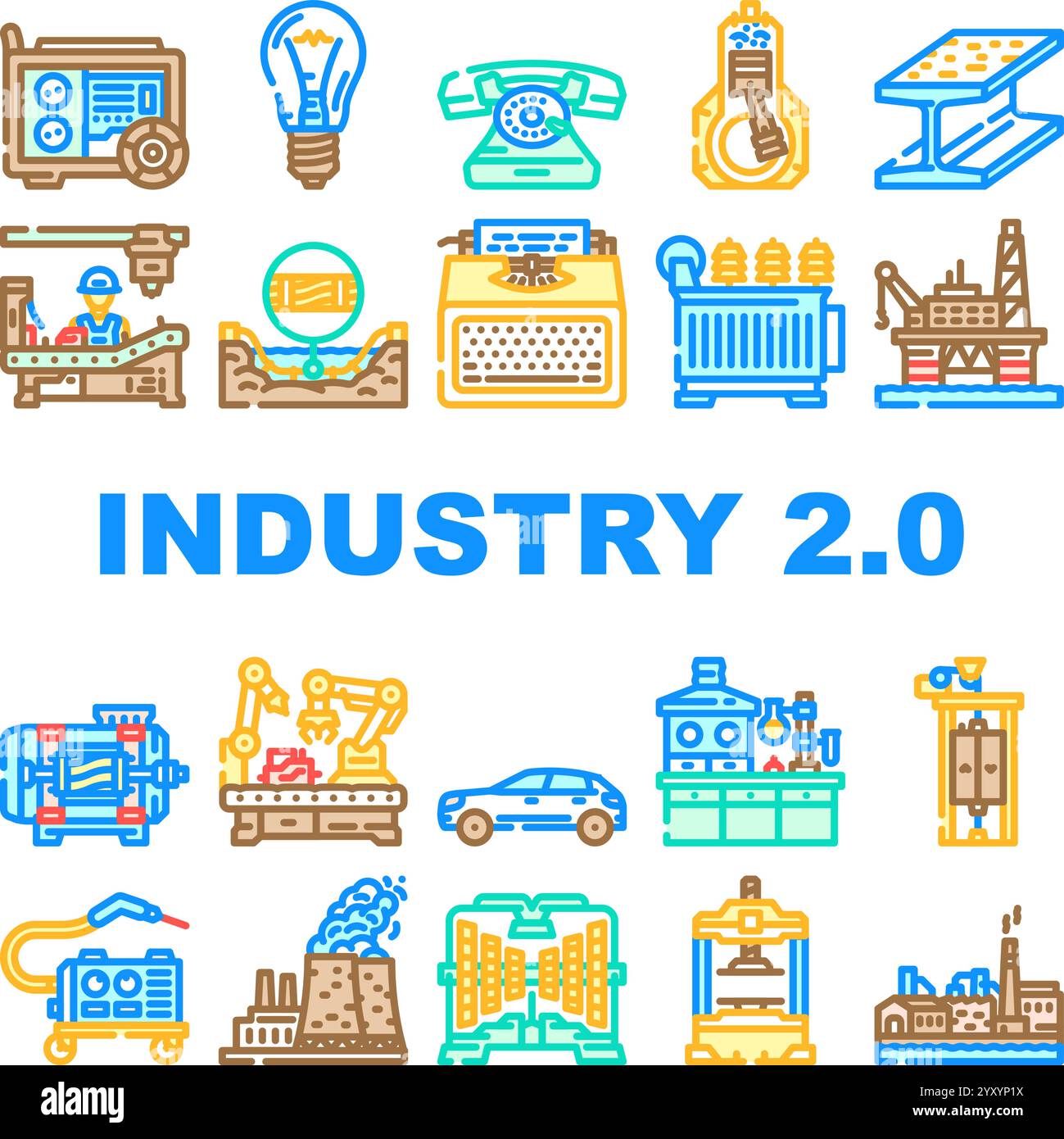 industry 2 automation icons set vector Stock Vector Image & Art - Alamy