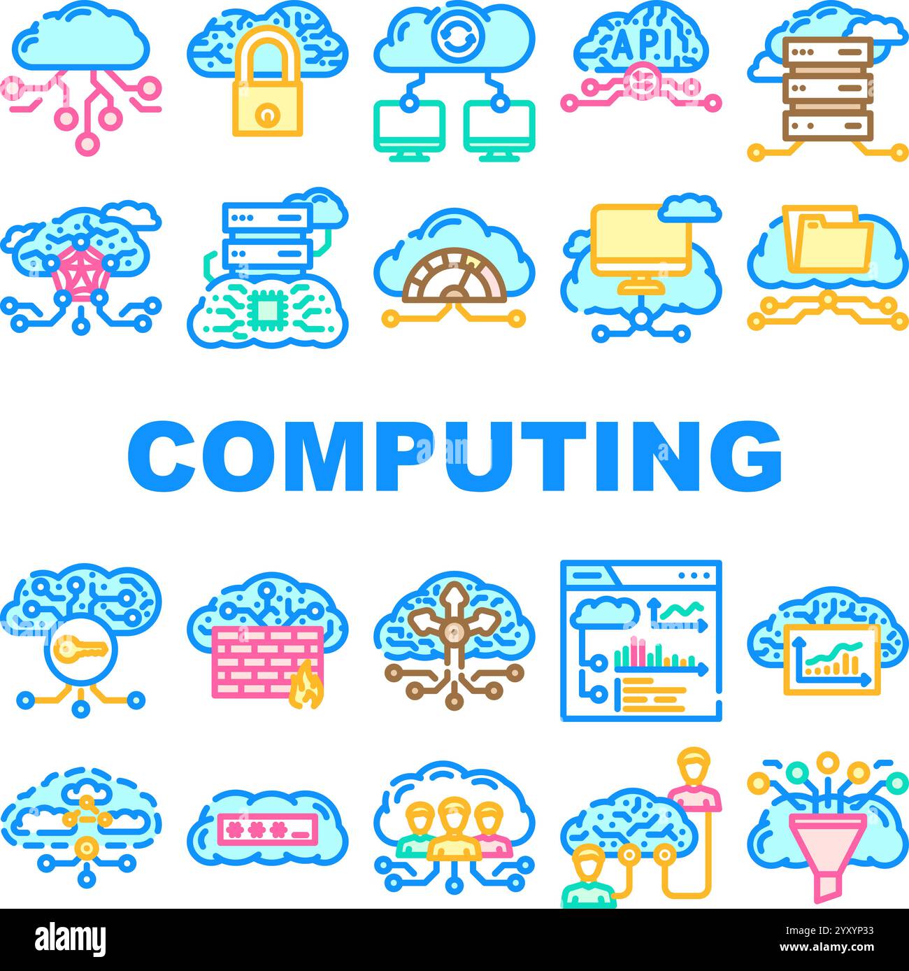cloud computing virtualization icons set vector Stock Vector Image & Art - Alamy