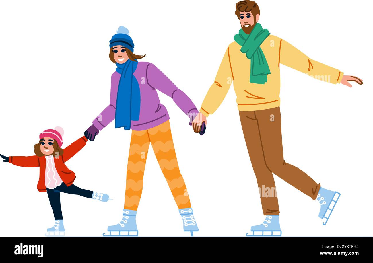 glide ice skating family vector Stock Vector Image & Art - Alamy