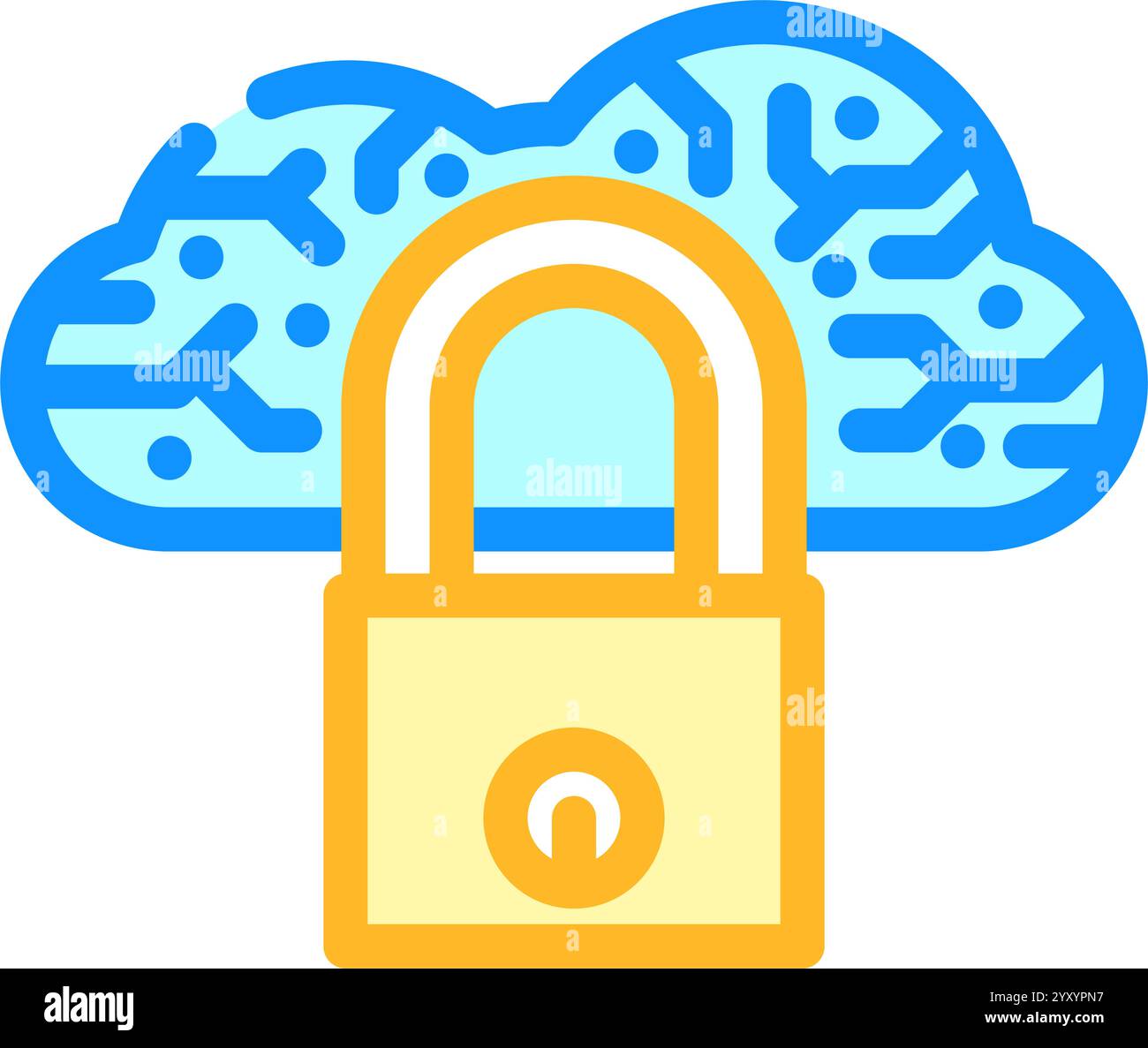 security lock cloud computing color icon vector illustration Stock Vector Image & Art - Alamy