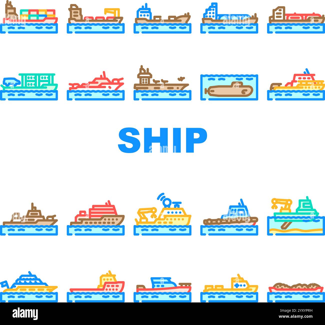 ship transport marine icons set vector Stock Vector Image & Art - Alamy