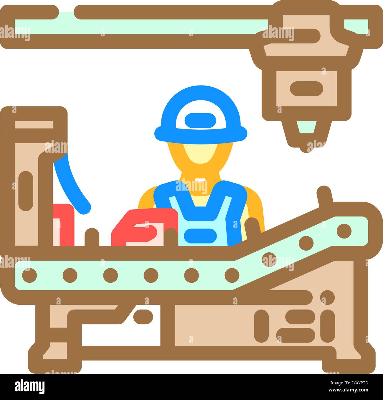 assembly line worker industry color icon vector illustration Stock ...