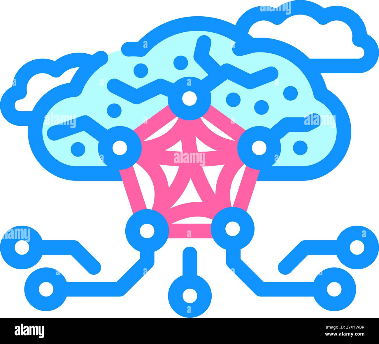 Network Nodes Cloud Computing Color Icon Vector Illustration Stock Vector Image And Art Alamy
