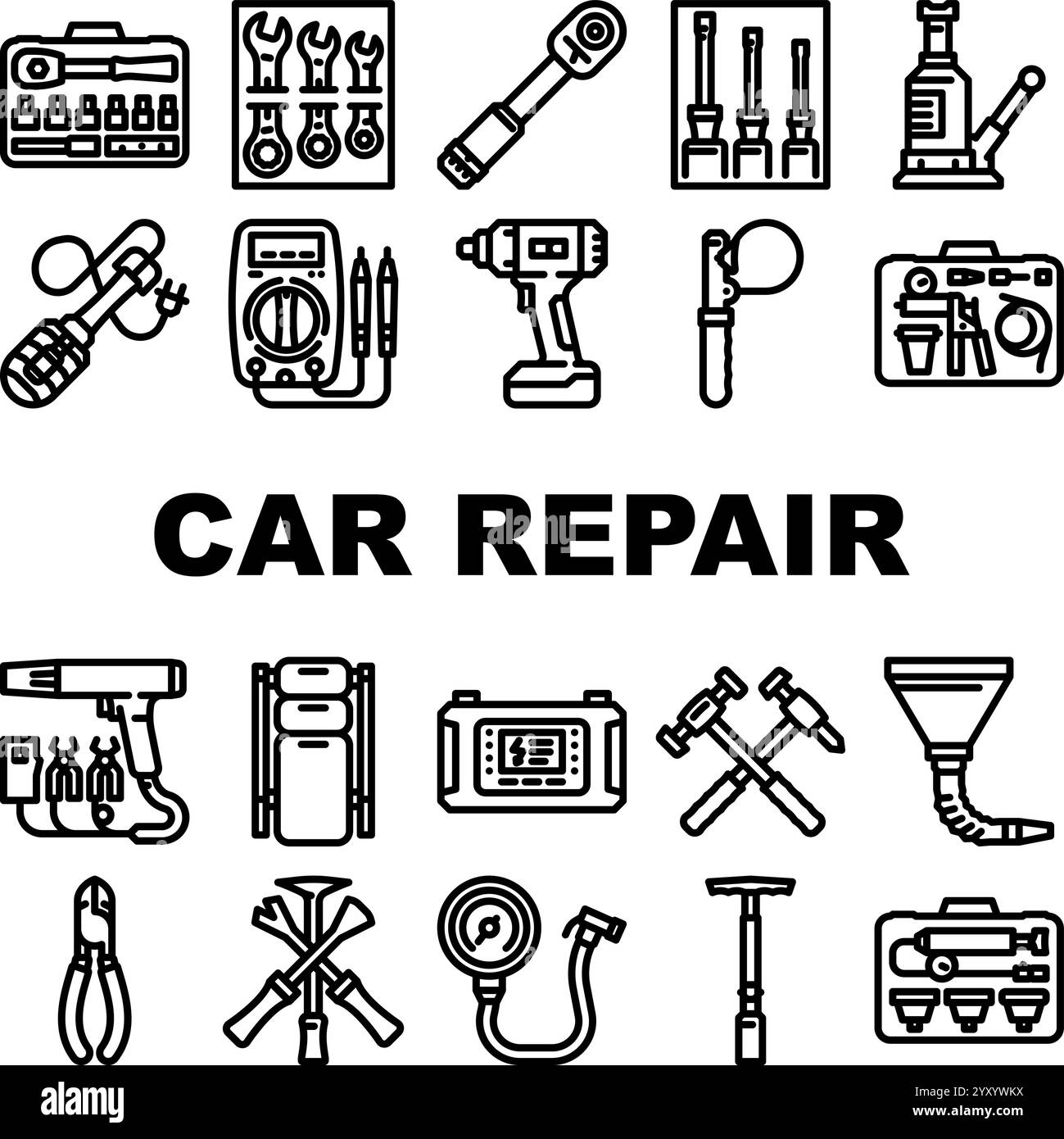 Car Repair Tools Icons Set Vector Stock Vector Image And Art Alamy