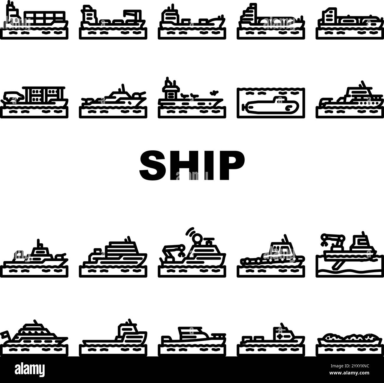 ship transport marine icons set vector Stock Vector Image & Art - Alamy