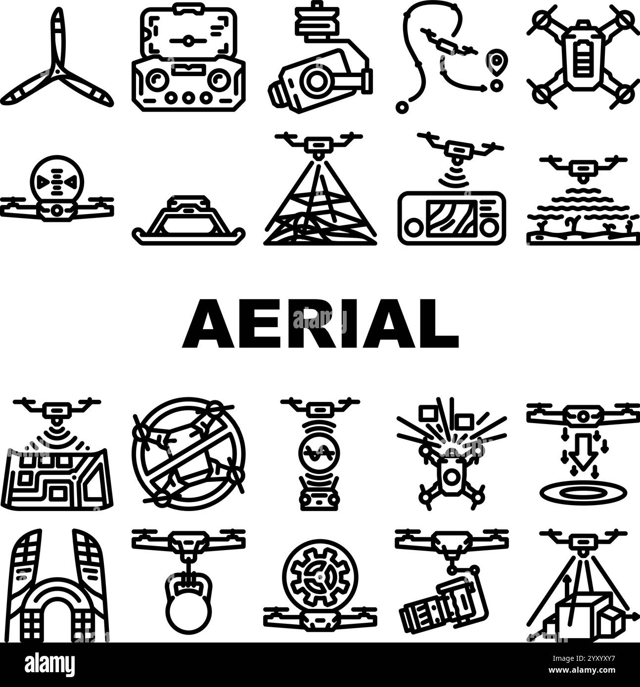 unmanned aerial vehicle drone uav icons set vector Stock Vector Image ...