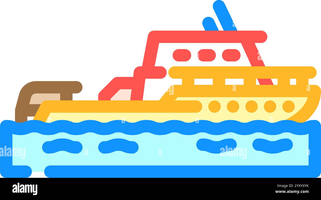patrol boat ship transport marine color icon vector illustration Stock ...