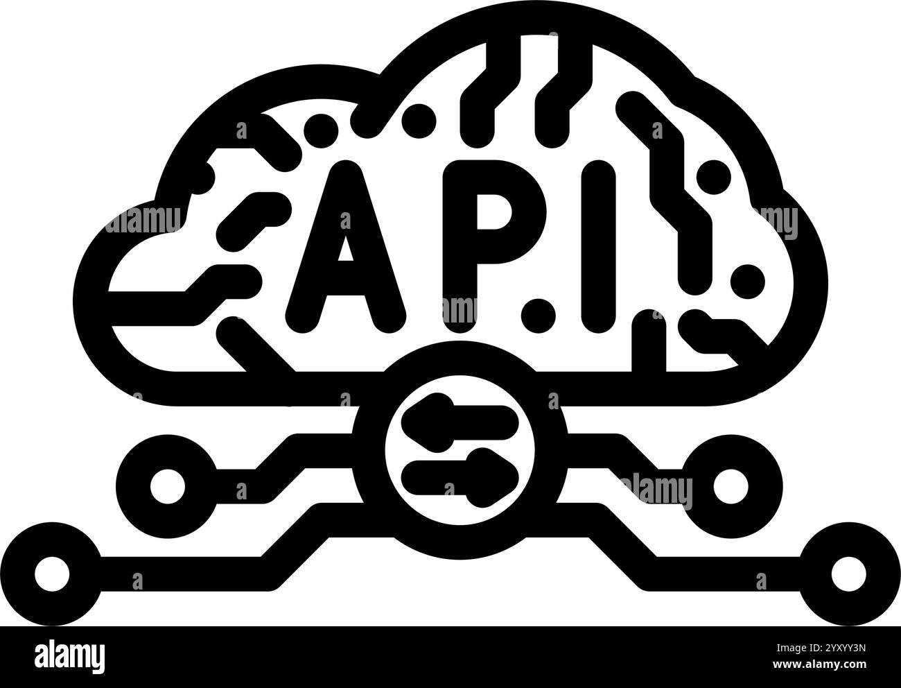 api connection cloud computing line icon vector illustration Stock ...