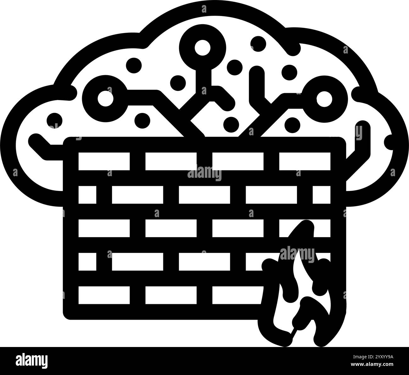 firewall cloud computing line icon vector illustration Stock Vector ...
