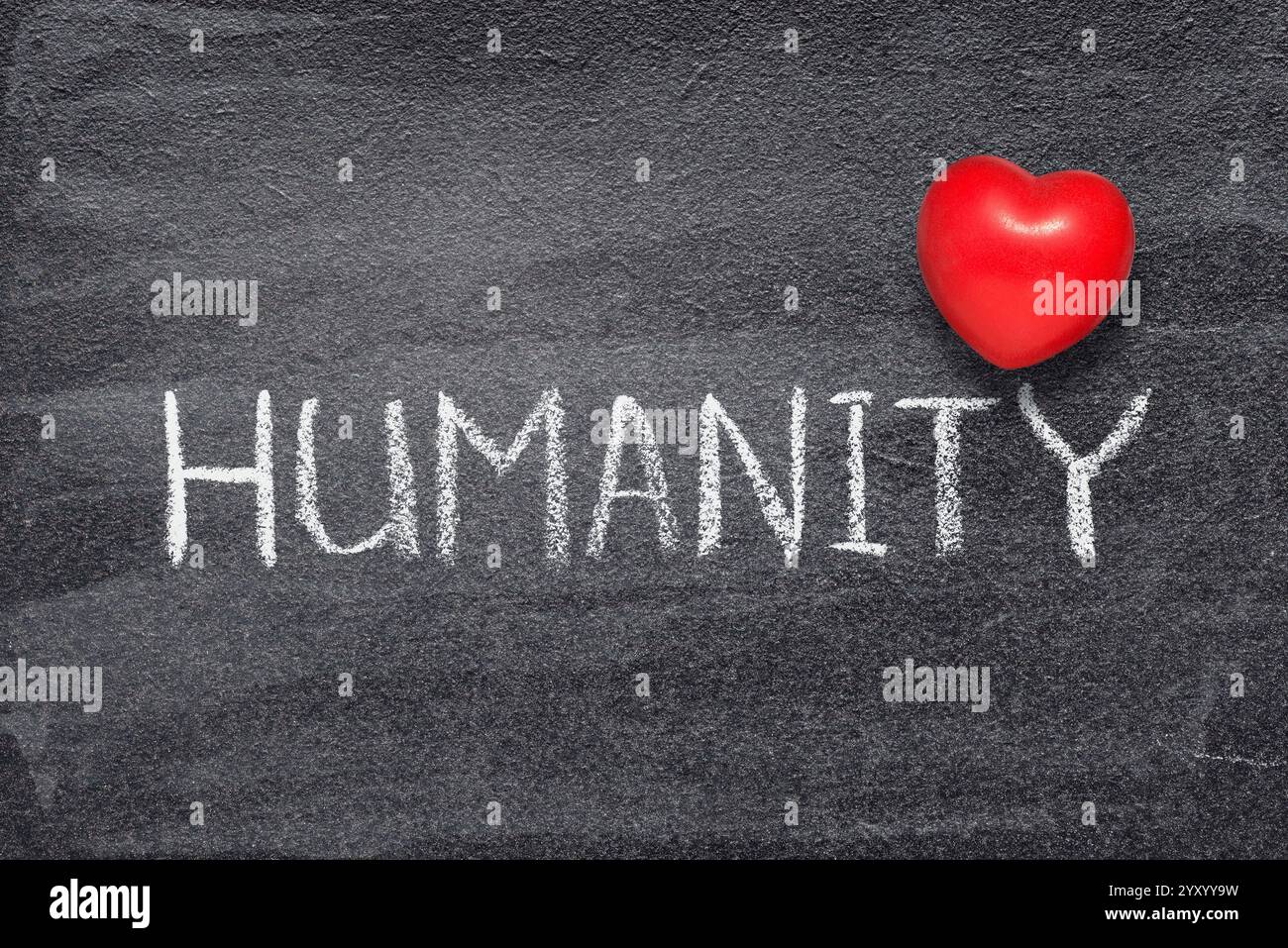 humanity word handwritten on chalkboard with red heart symbol Stock ...
