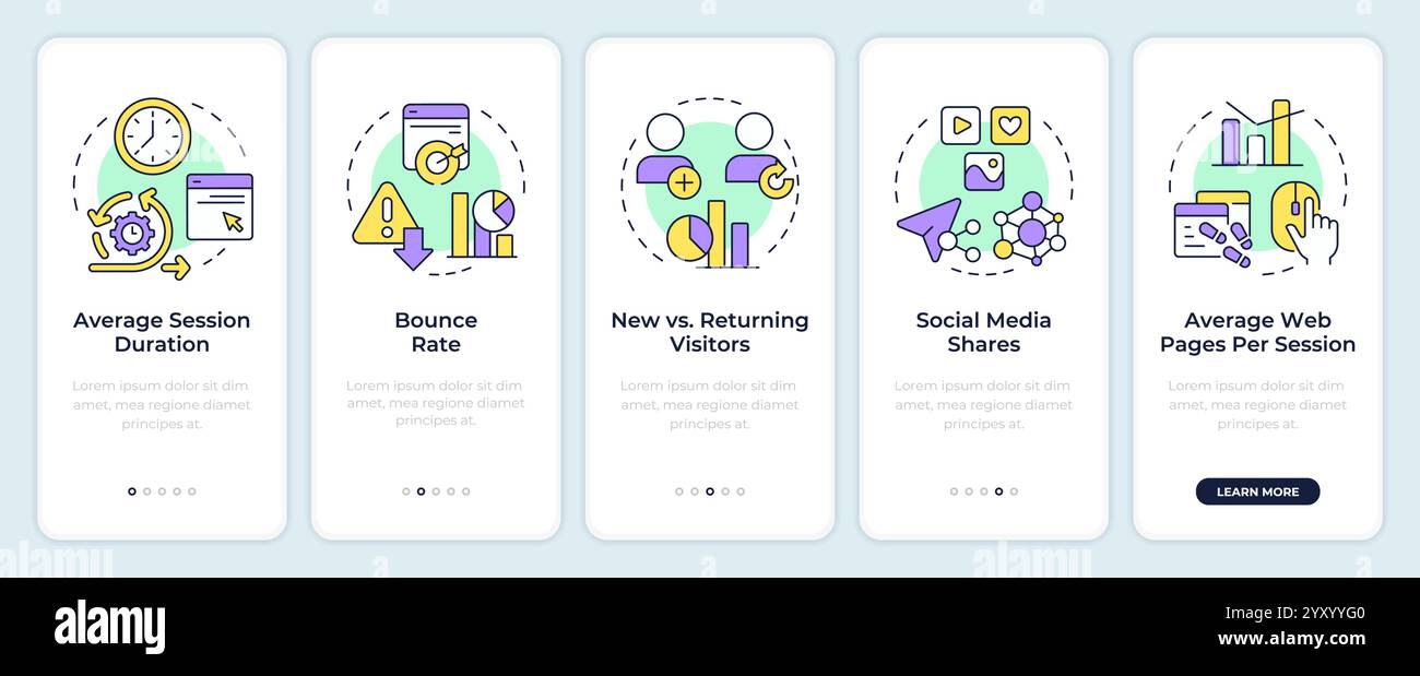 Audience engagement metrics onboarding mobile app screen Stock Vector Image & Art - Alamy