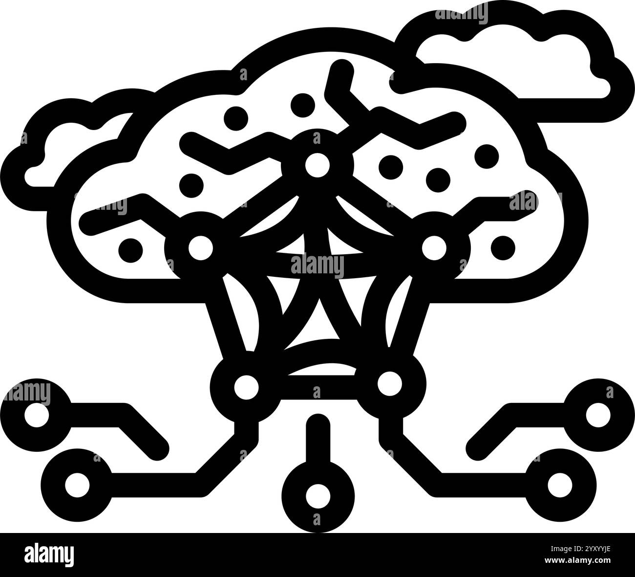 network nodes cloud computing line icon vector illustration Stock ...