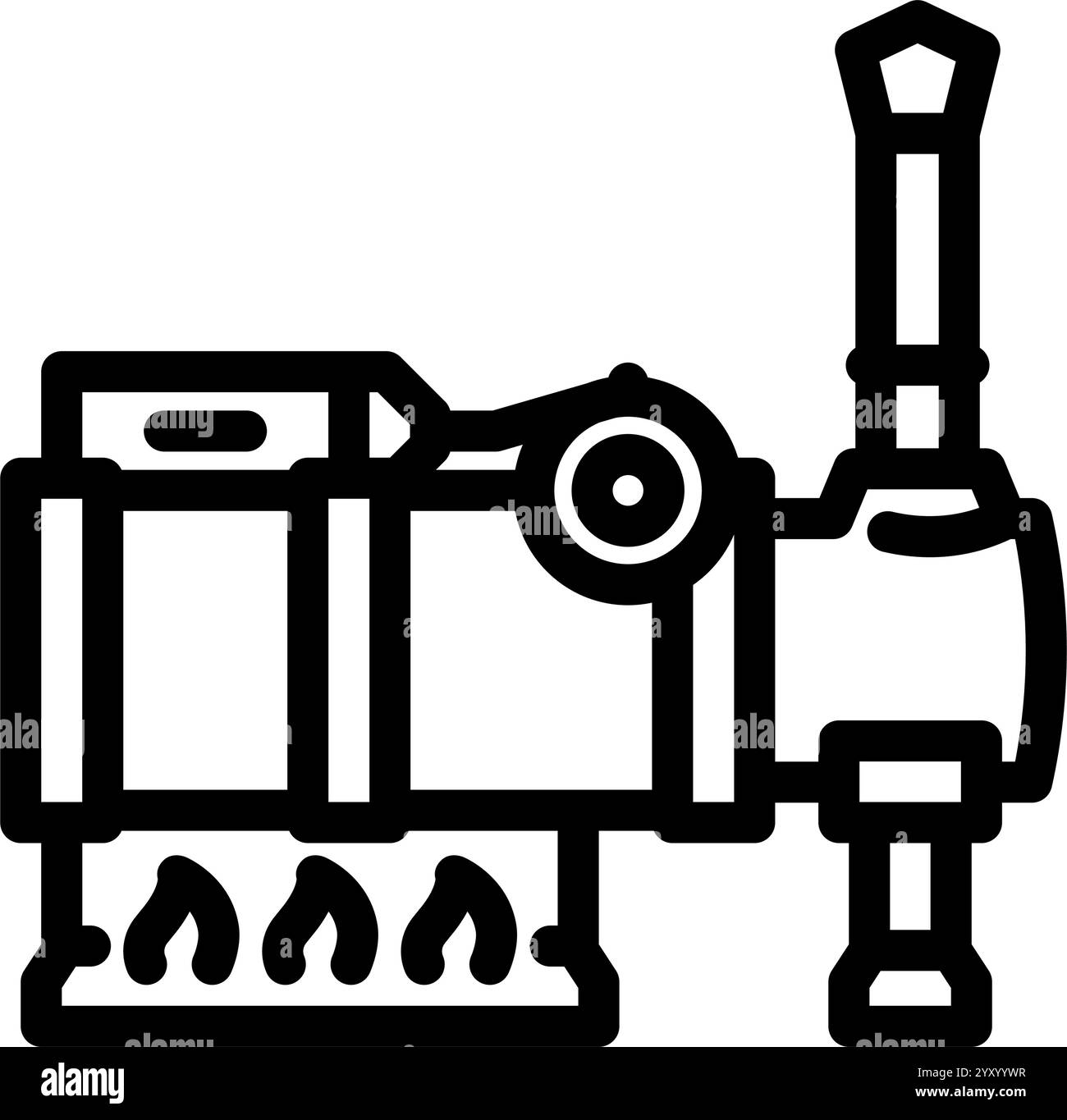 steam powered pump industry line icon vector illustration Stock Vector ...